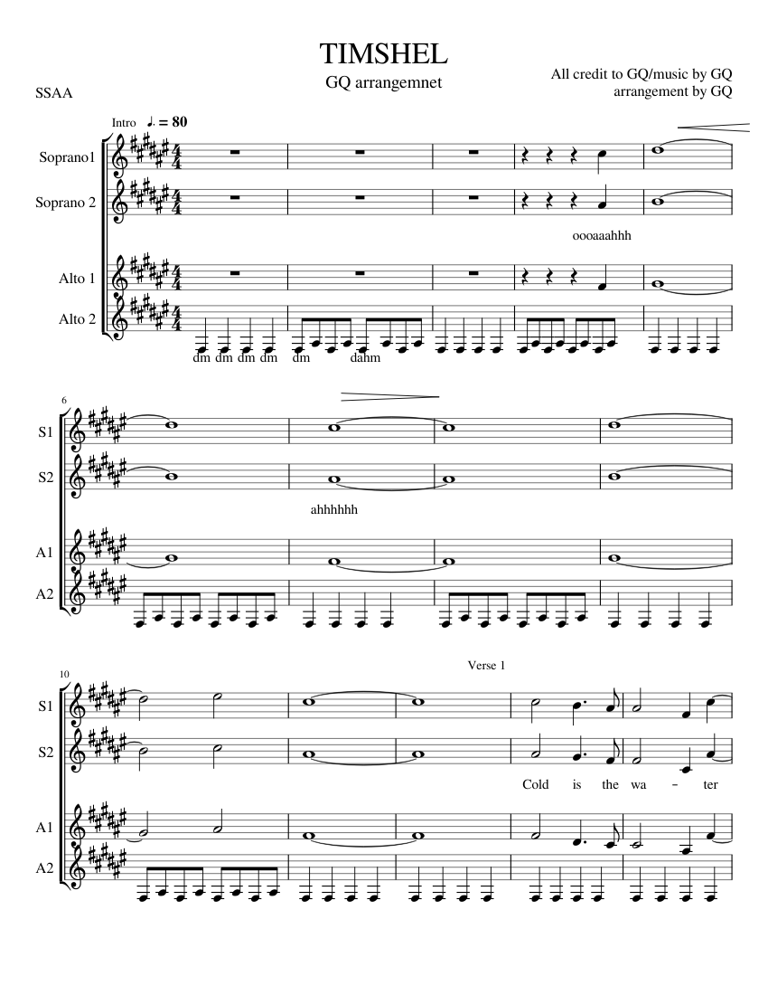TIMSHEL Sheet Music for Alto, Tenor, Bass voice, Baritone (Choral ...
