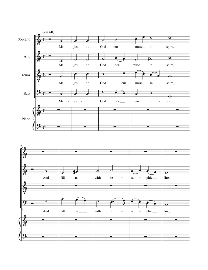 Invocation - William Billings Sheet music for Piano, Bass guitar (Mixed ...
