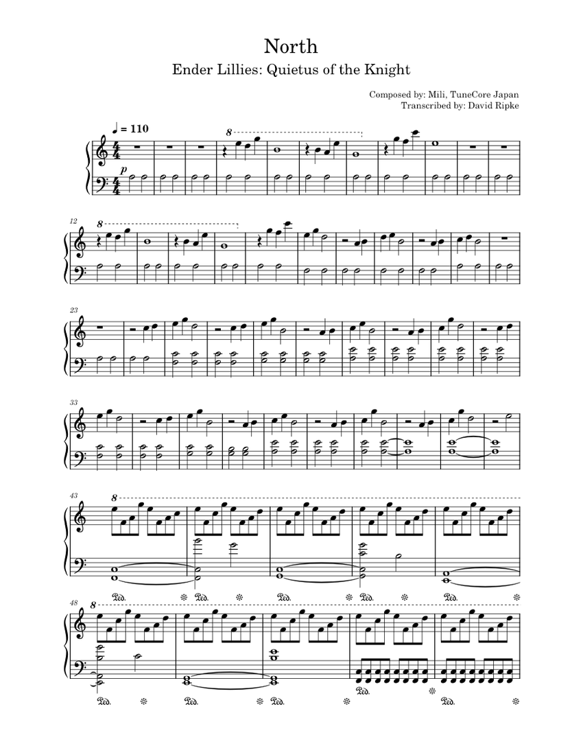North – Mili North Sheet Music for Piano (Solo) Easy | MuseScore.com