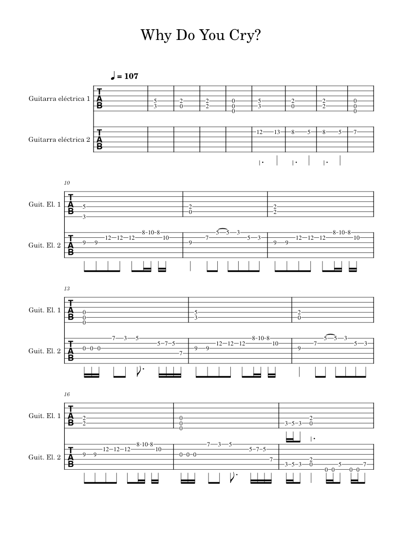 Why_Do_You_Cry_ Sheet Music and Tab for Guitar (Mixed Duet) | MuseScore.com