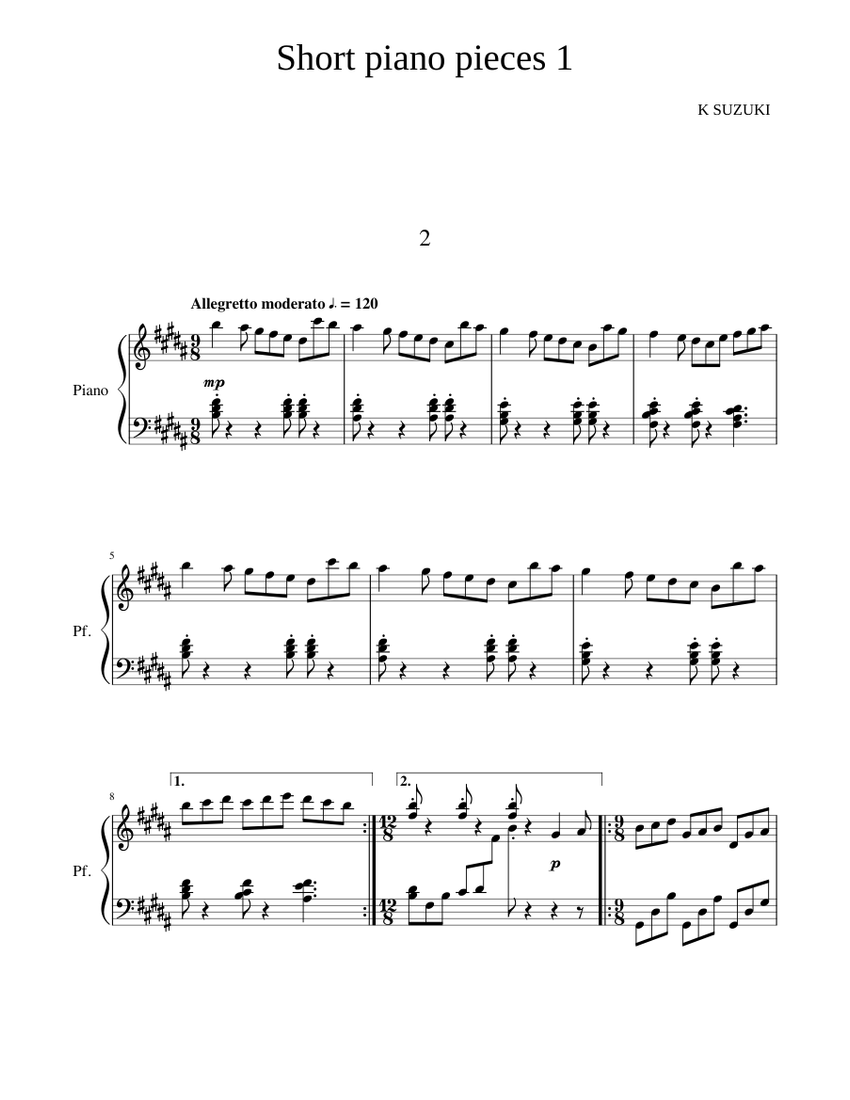 Short piano pieces 1-2 Sheet music for Piano (Solo) | Musescore.com