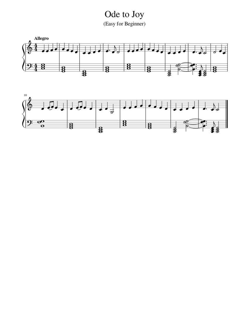 Ode To Joy – Ludwig van Beethoven (Easy for Beginner) Sheet music for ...