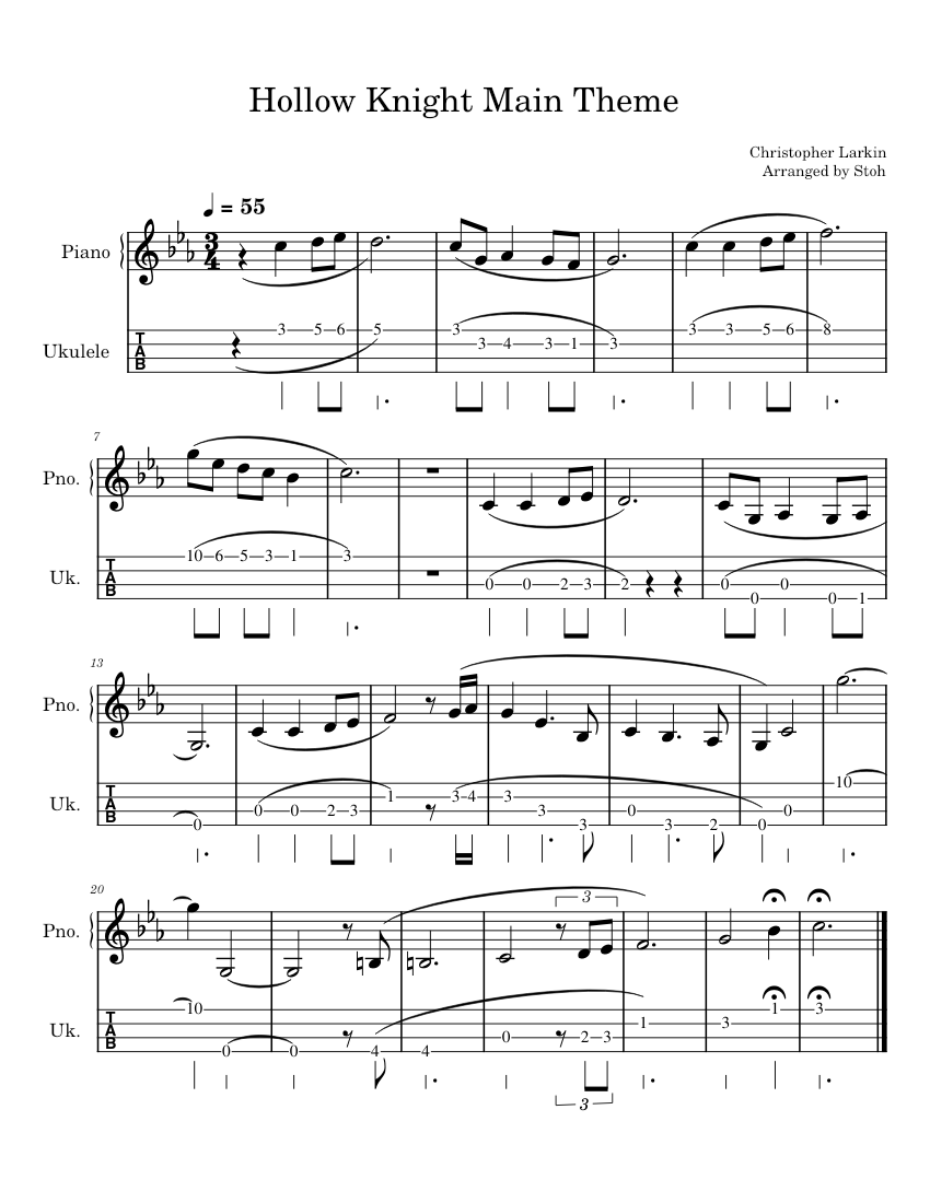 Hollow Knight Main Theme – Christopher Larkin Sheet Music for Piano ...