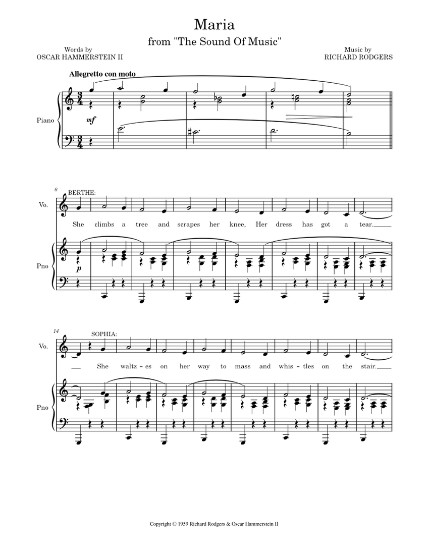 Maria Sheet Music for Piano (Piano Duo) | MuseScore.com