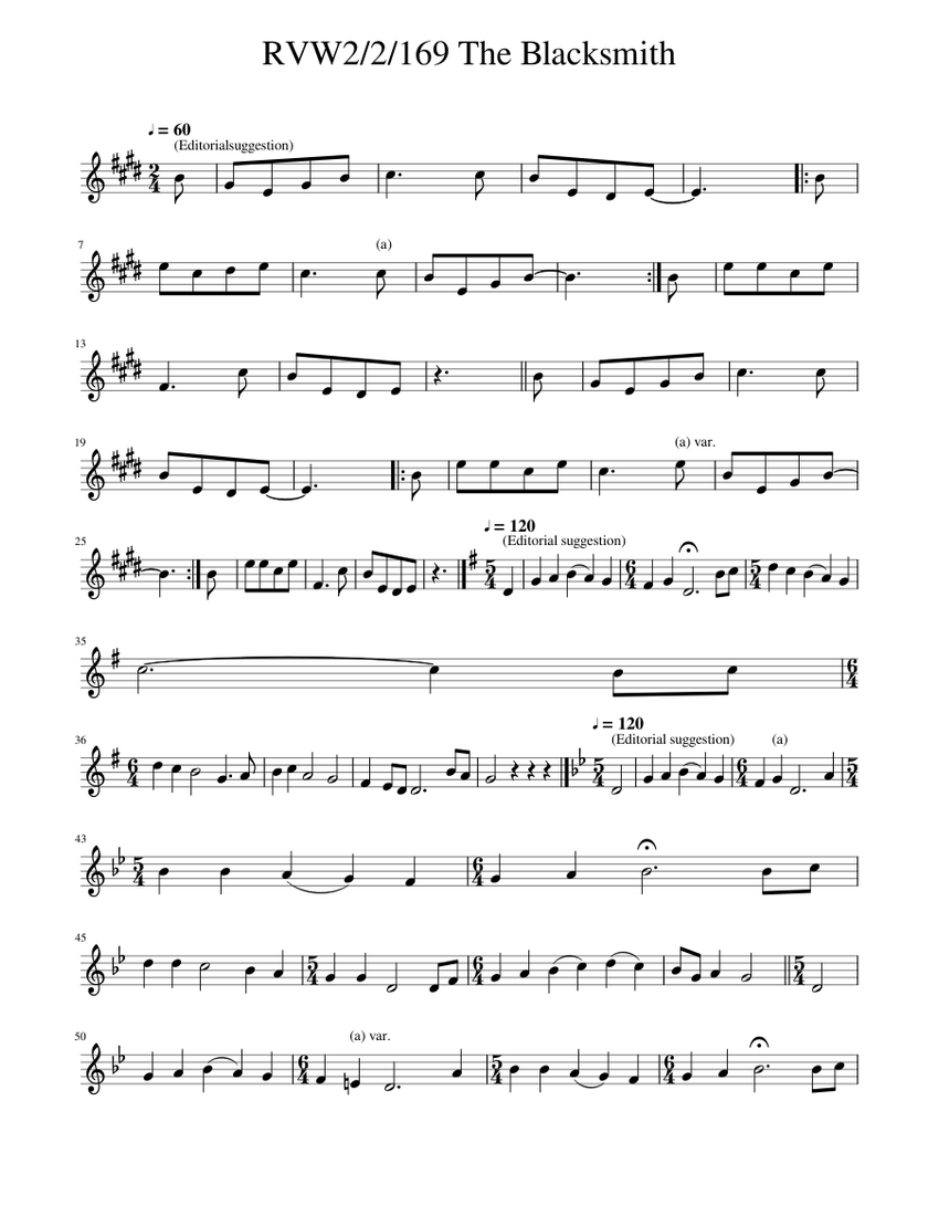 RVW2/2/169 The Blacksmith Sheet music for Piano (Solo) | Musescore.com
