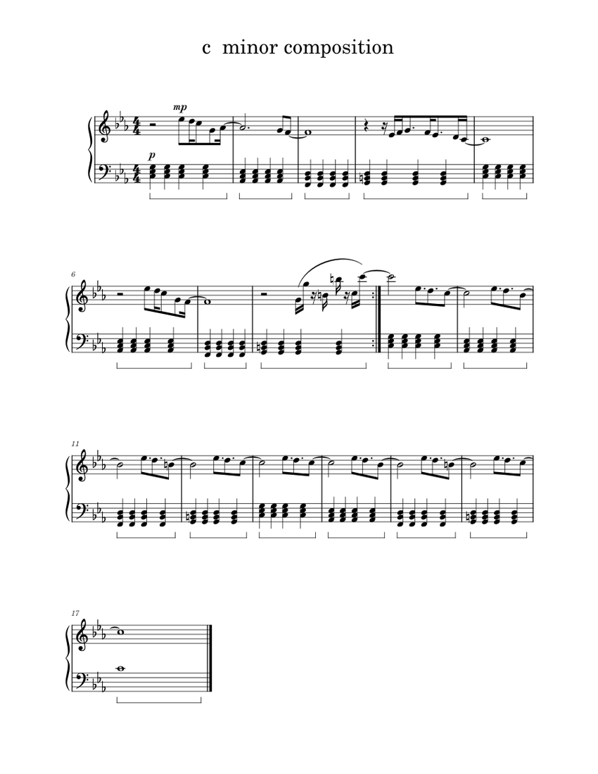 c minor composition Sheet music for Piano (Solo) Easy | Musescore.com