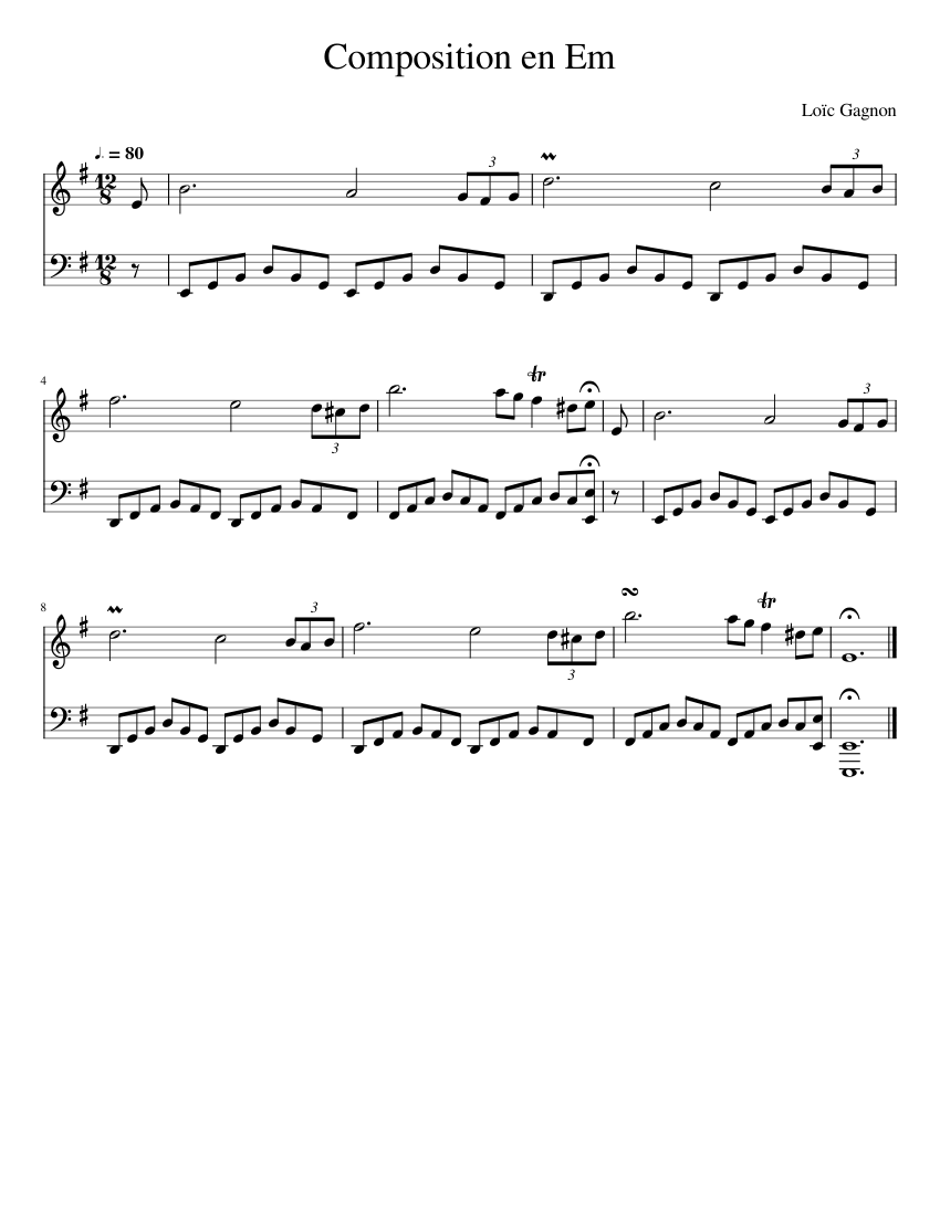 Composition_en_Em Sheet music for Piano (Solo) Easy | Musescore.com