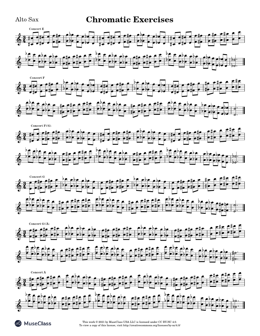Chromatic Exercises for Alto Sax Sheet Music for Saxophone alto (Solo ...