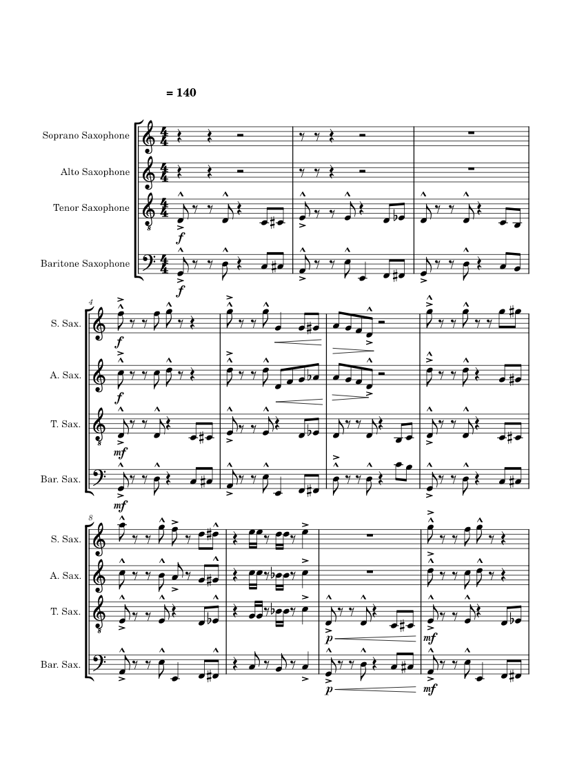 Sax Quartet Sheet music for Saxophone alto, Saxophone tenor, Saxophone ...