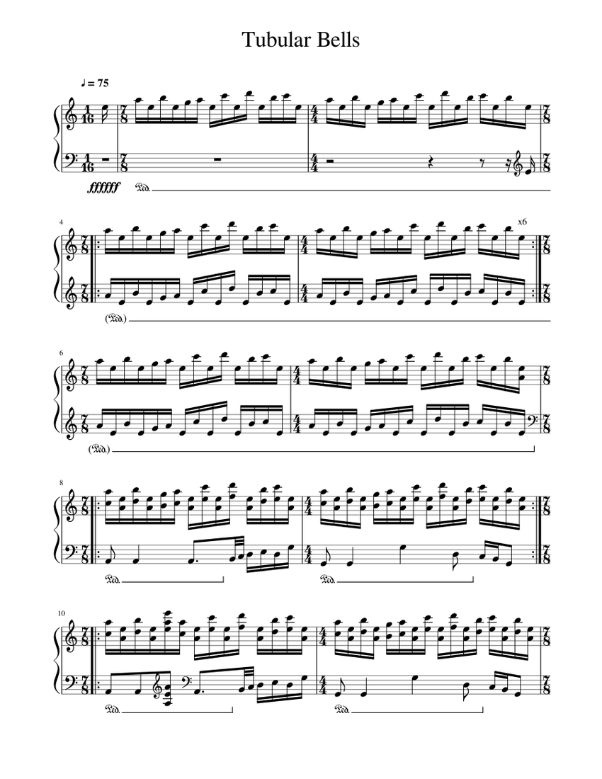 Tubular Bells Sheet Music for Piano (Solo) | MuseScore.com