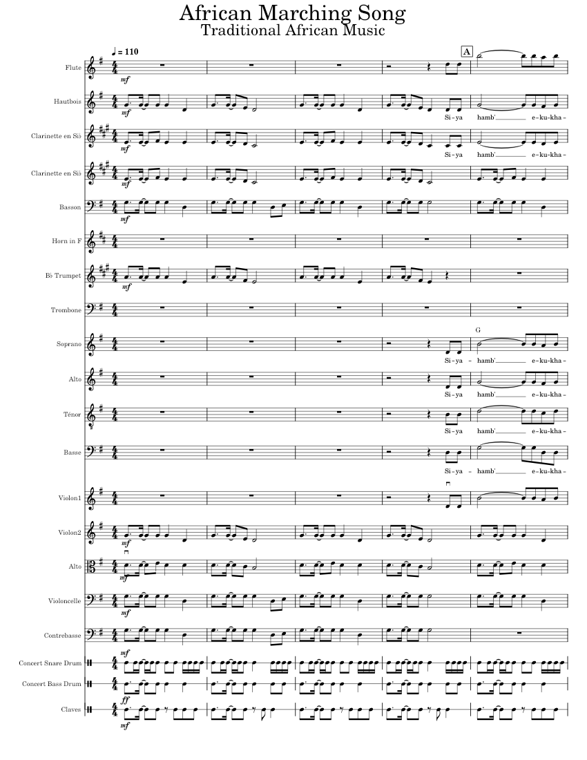 Siyahamba-African Marching Song Symphonique orchestra Sheet music for ...