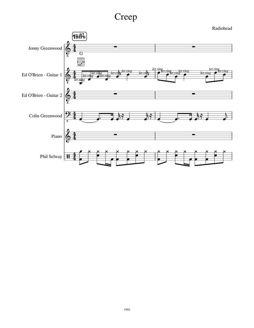 Creep Sheet music for Piano (Solo) | Musescore.com