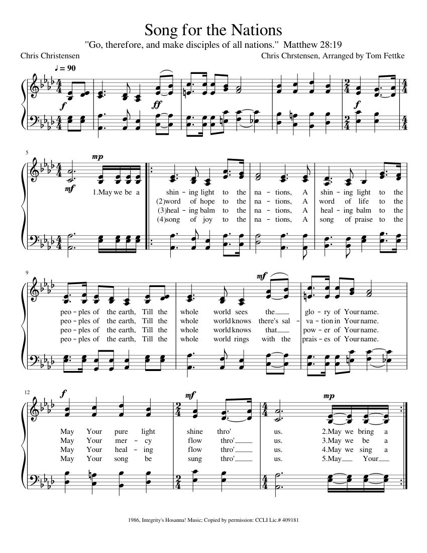 Song for the Nations Sheet Music for Piano (Solo) easy | MuseScore.com