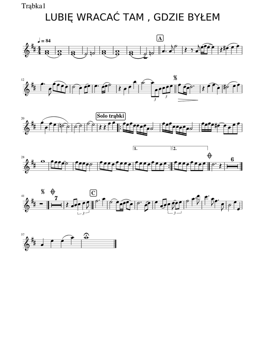 Trumpet 1-Tromba in Bb Sheet Music for Trumpet in b-flat (Solo ...