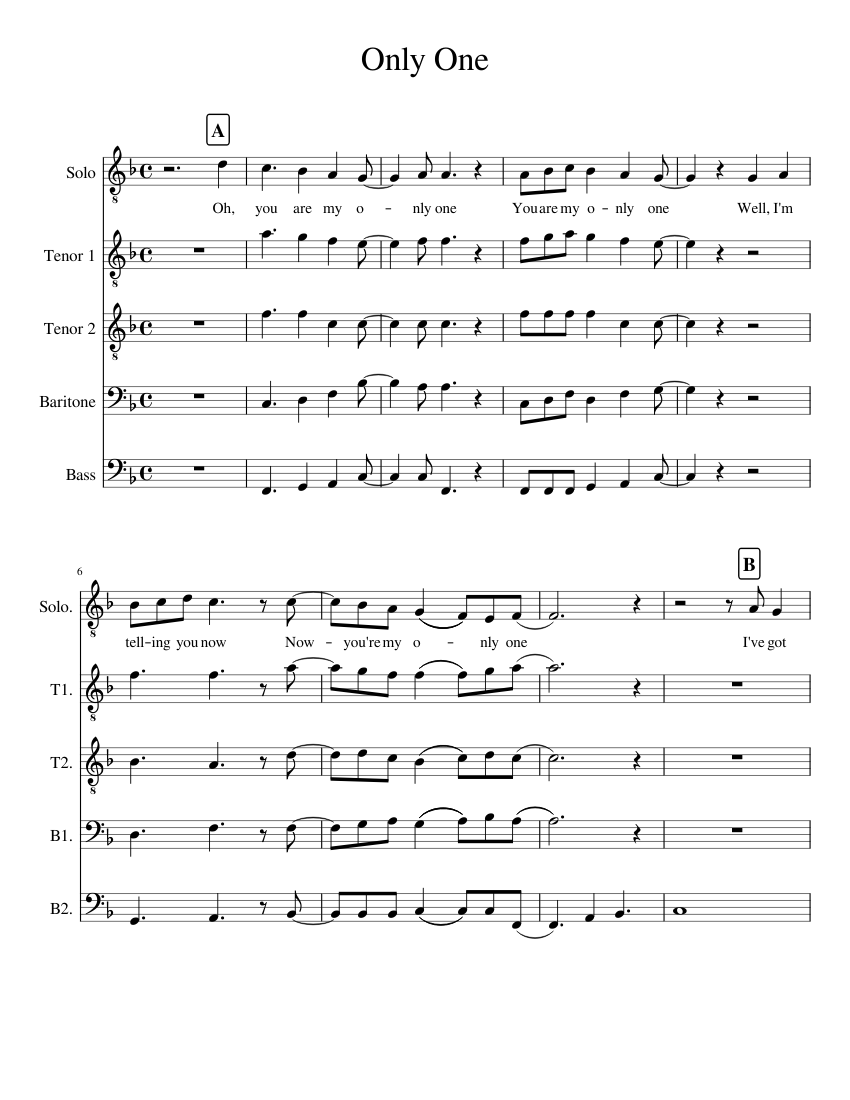 Only One Sheet music for Piano (Mixed Quintet) | Musescore.com