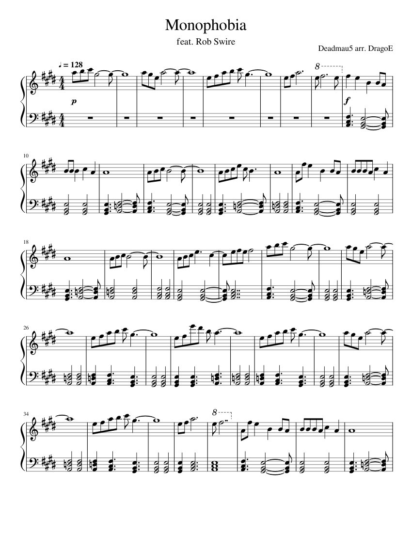 Monophobia Sheet Music for Piano (Solo) easy | MuseScore.com