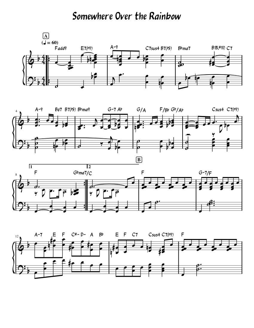 Somewhere Over the Rainbow - Reharominzed for Jazz Piano Sheet music ...