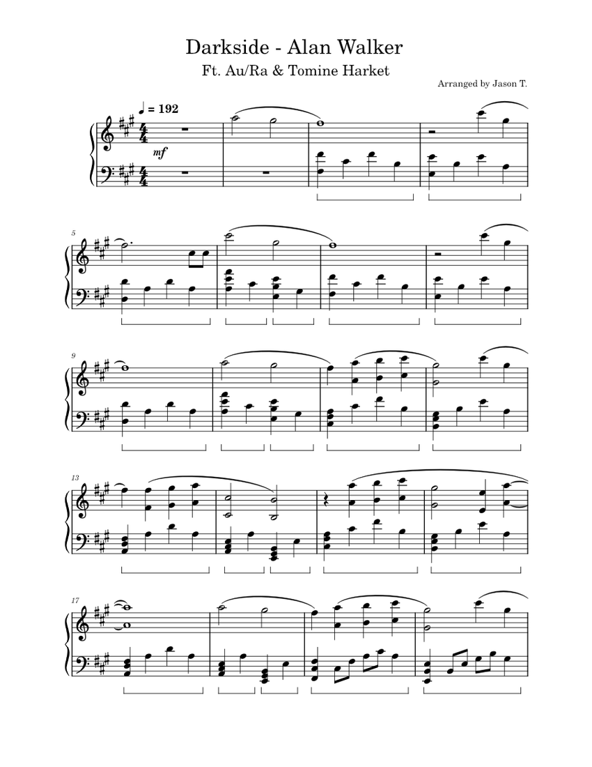 Darkside – Alan Walker Sheet music for Piano (Solo) | Musescore.com