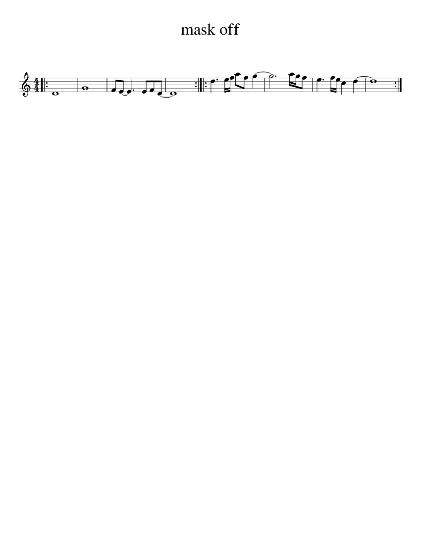 Mask Off flute sheet music Sheet Music for Flute (Solo) | MuseScore.com