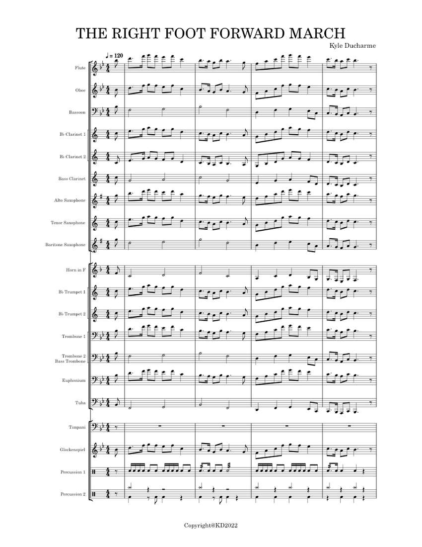 THE RIGHT FOOT FORWARD MARCH Sheet music for Trombone, Euphonium, Tuba ...