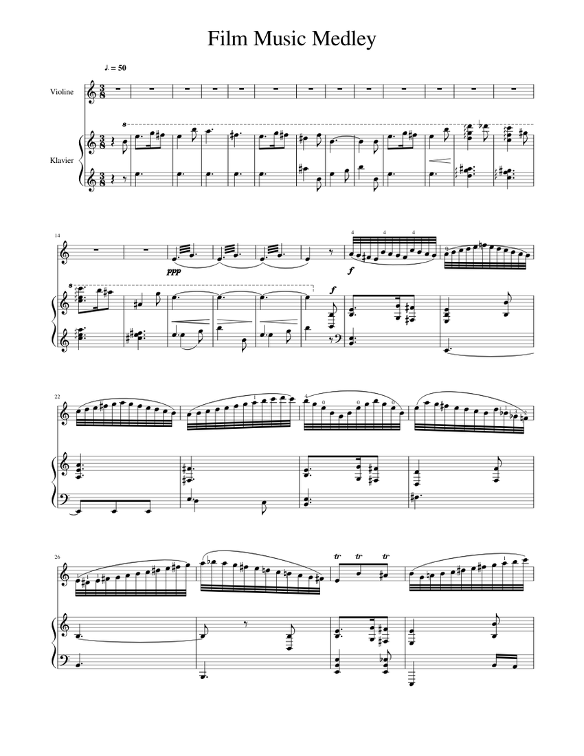 Film Music Medley Sheet Music for Piano (Piano Duo) | MuseScore.com