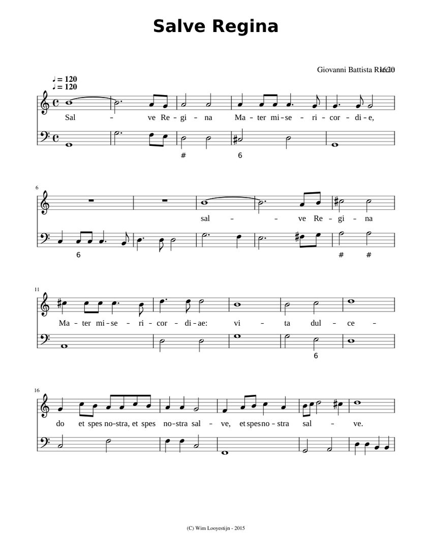 Salve Regina - Giovanni Battista Riccio Sheet music for Piano, Bassoon ...
