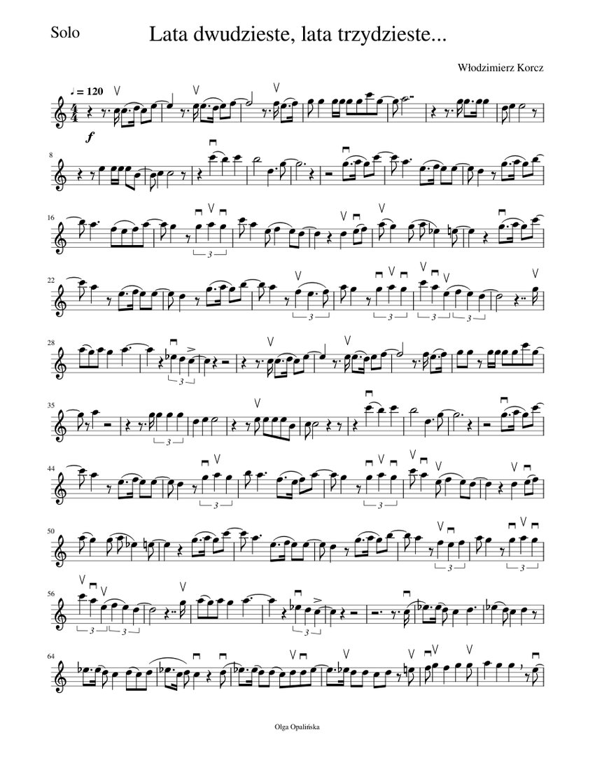 Lata 20. lata 30. - solo Sheet Music for Violin (Solo) | MuseScore.com