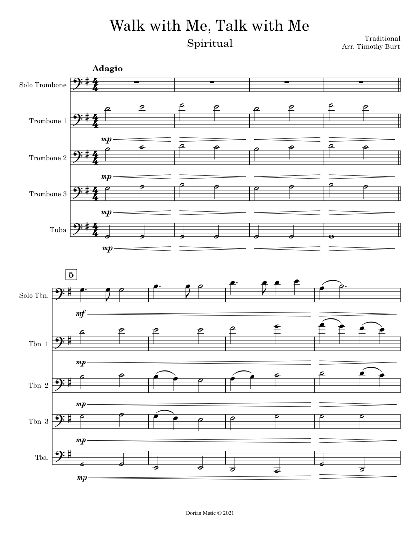 Walk with Me, Talk with Me Sheet music for Trombone, Tuba, Trombone ...