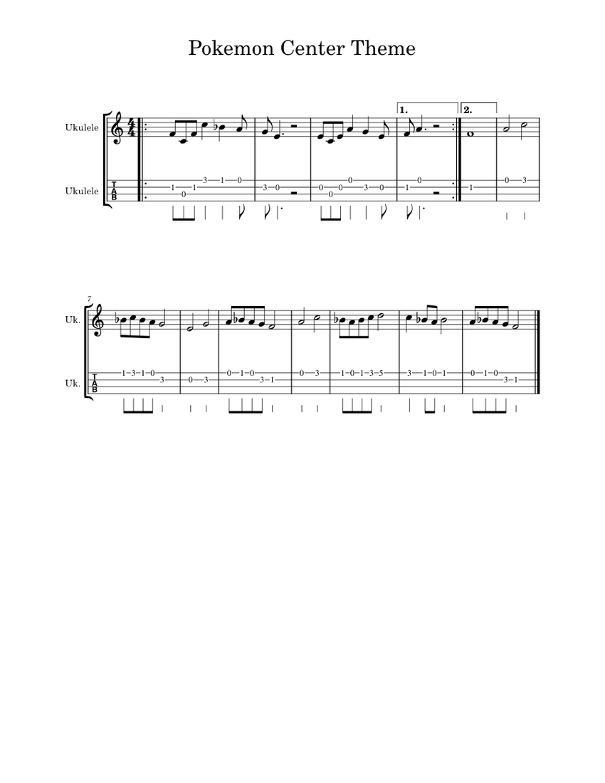 Pokemon OST – Pokemon Pokemon Center Theme Sheet Music and Tab for ...
