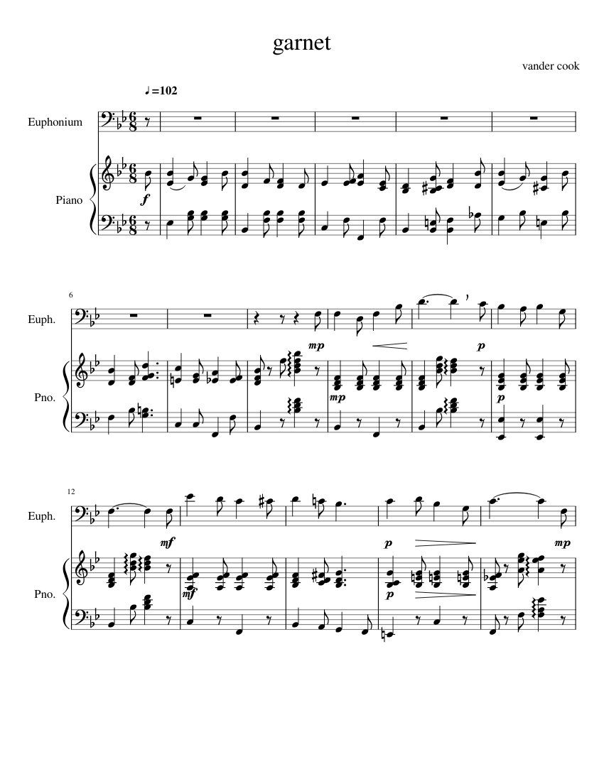 Garnet Sheet Music for Piano, Euphonium (Solo) | MuseScore.com