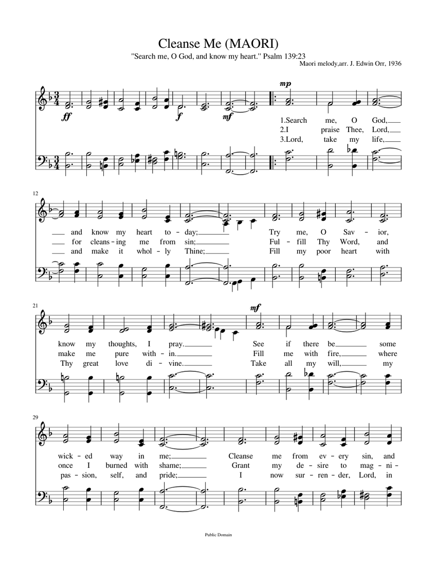 Cleanse Me (MAORI) Sheet music for Contrabass, Harp (Mixed Duet ...