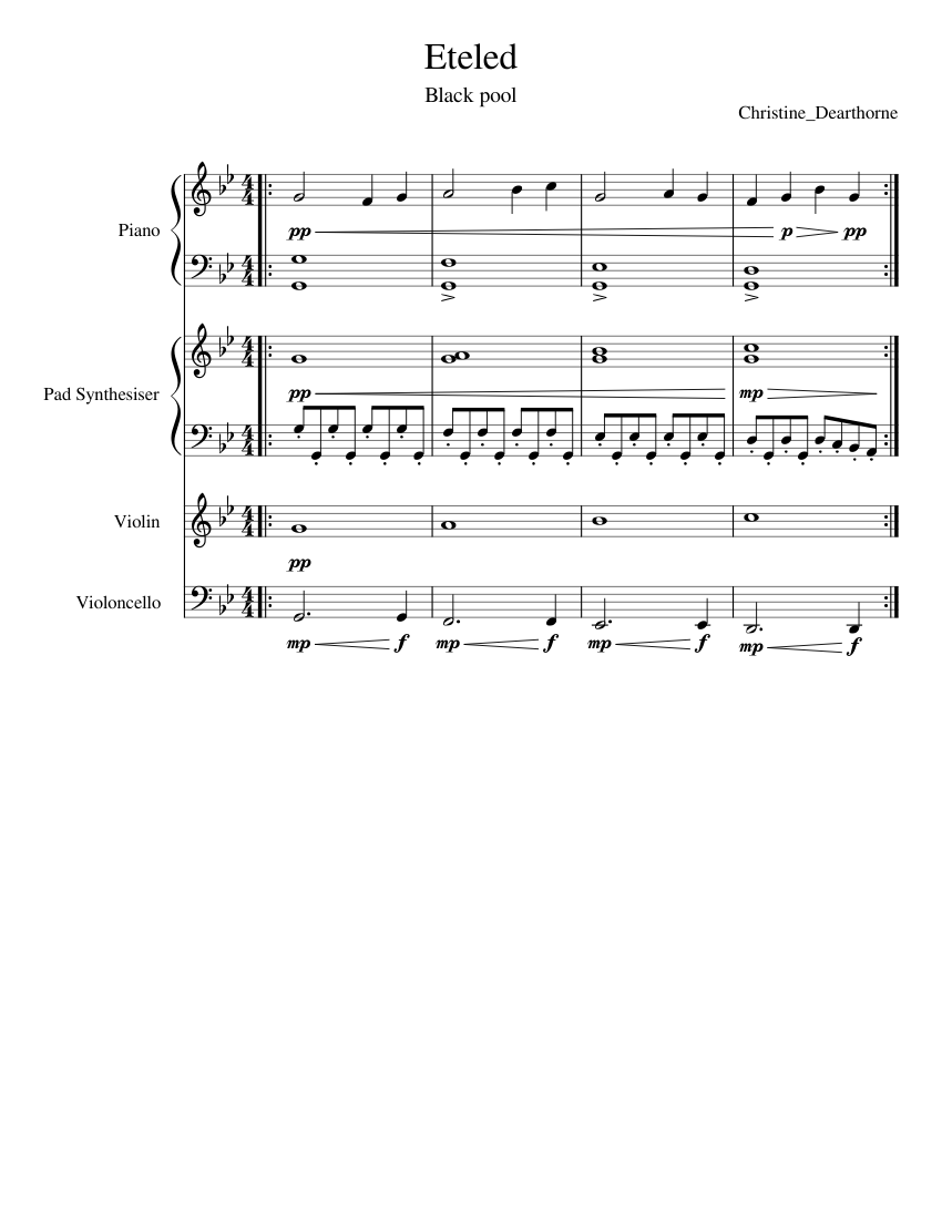 Eteled - Asunia Sheet music for Piano, Violin, Cello, Synthesizer ...