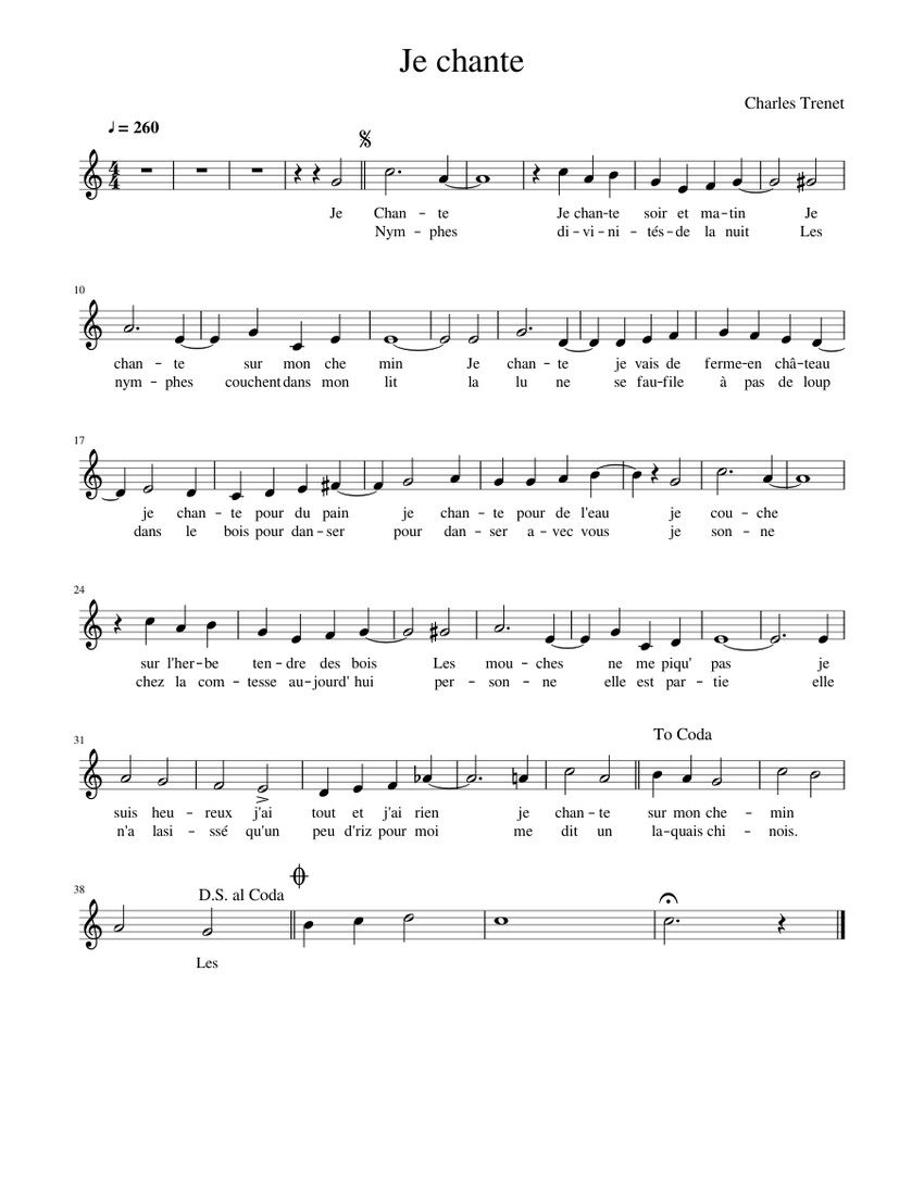 Je chante - Charles Trenet Sheet music for Piano (Solo) | Musescore.com