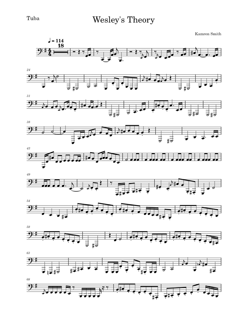 Wesley's Theory – Kendrick Lamar Sheet Music for Tuba (Solo ...