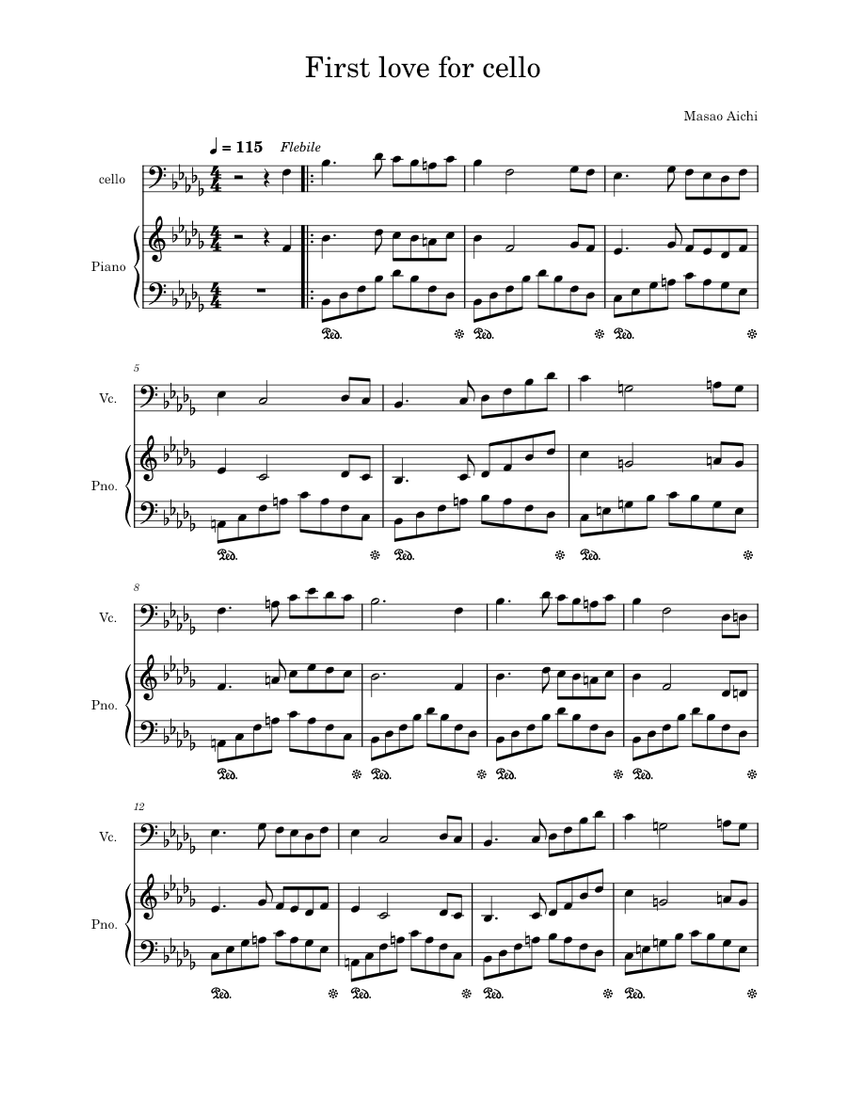 First love for cello Sheet Music for Piano, Cello (Solo) | MuseScore.com