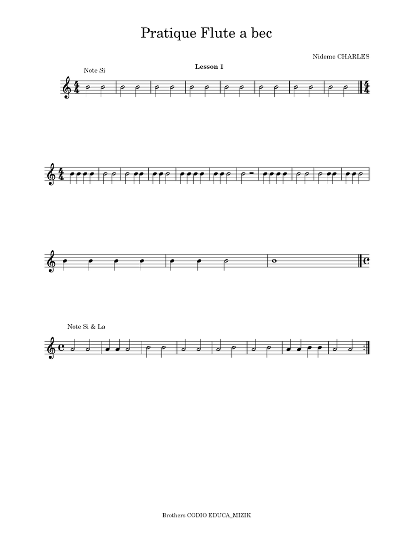 Pratique_Flute_a_bec Sheet Music for Piano (Solo) Easy | MuseScore.com