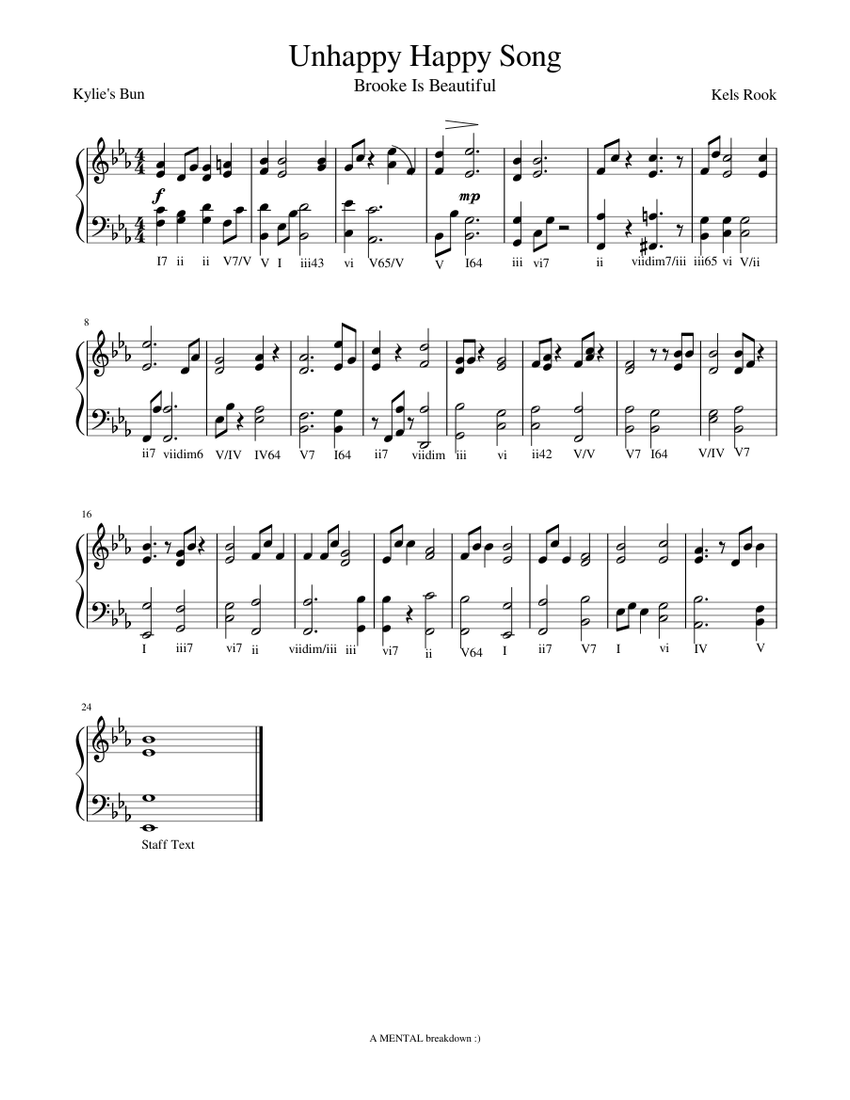 Unhappy Happy Song Sheet music for Piano (Solo) Easy | Musescore.com