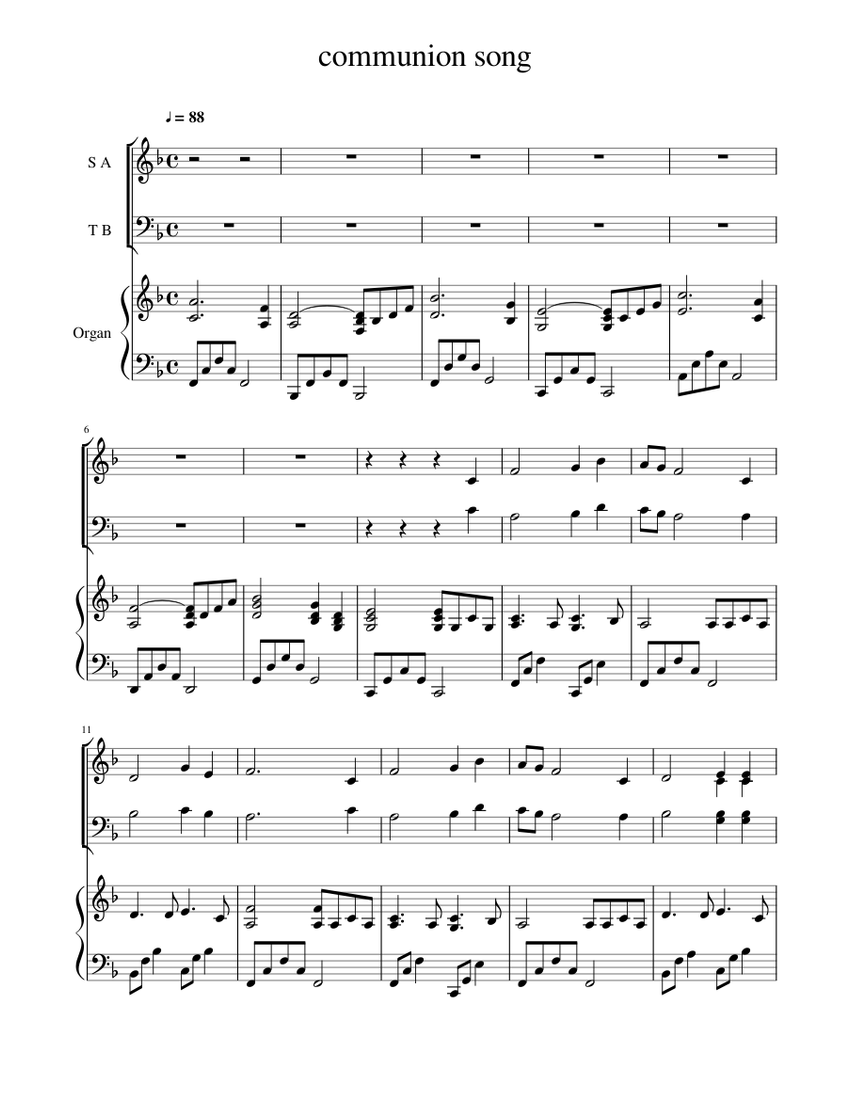 communion song Sheet Music for Organ, Female, Male (Mixed Trio ...