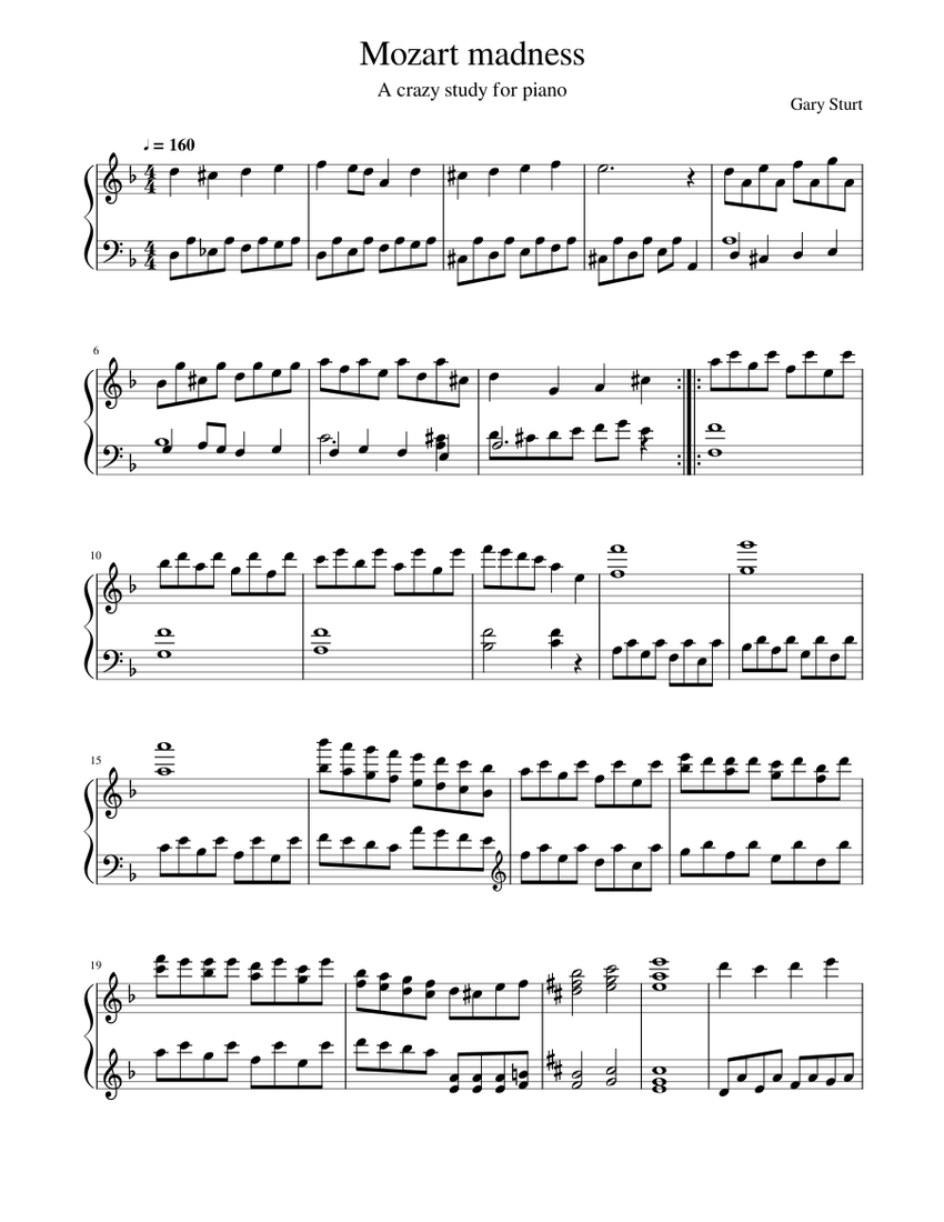Mozart madness Sheet music for Piano (Solo) | Musescore.com