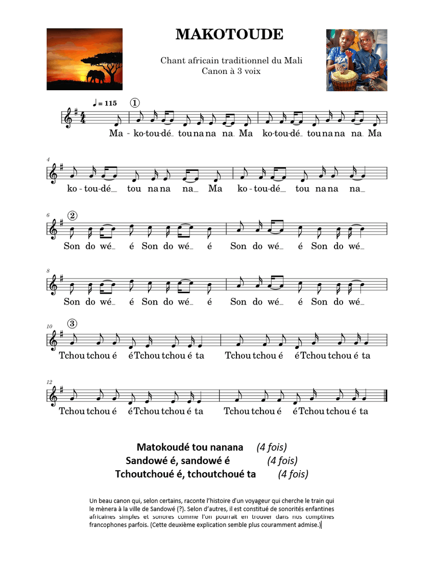 Makotoudé canon à 3 voix MuseScore Sheet music for Vocals (SATB ...