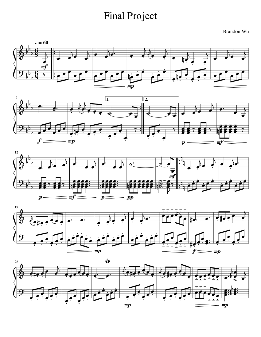 Final Project Music Theory Sheet music for Piano (Solo) Easy ...