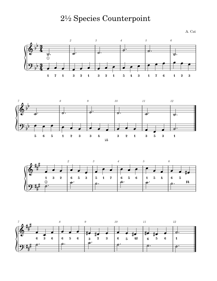 Five Halves Species Counterpoint Exercises - piano tutorial