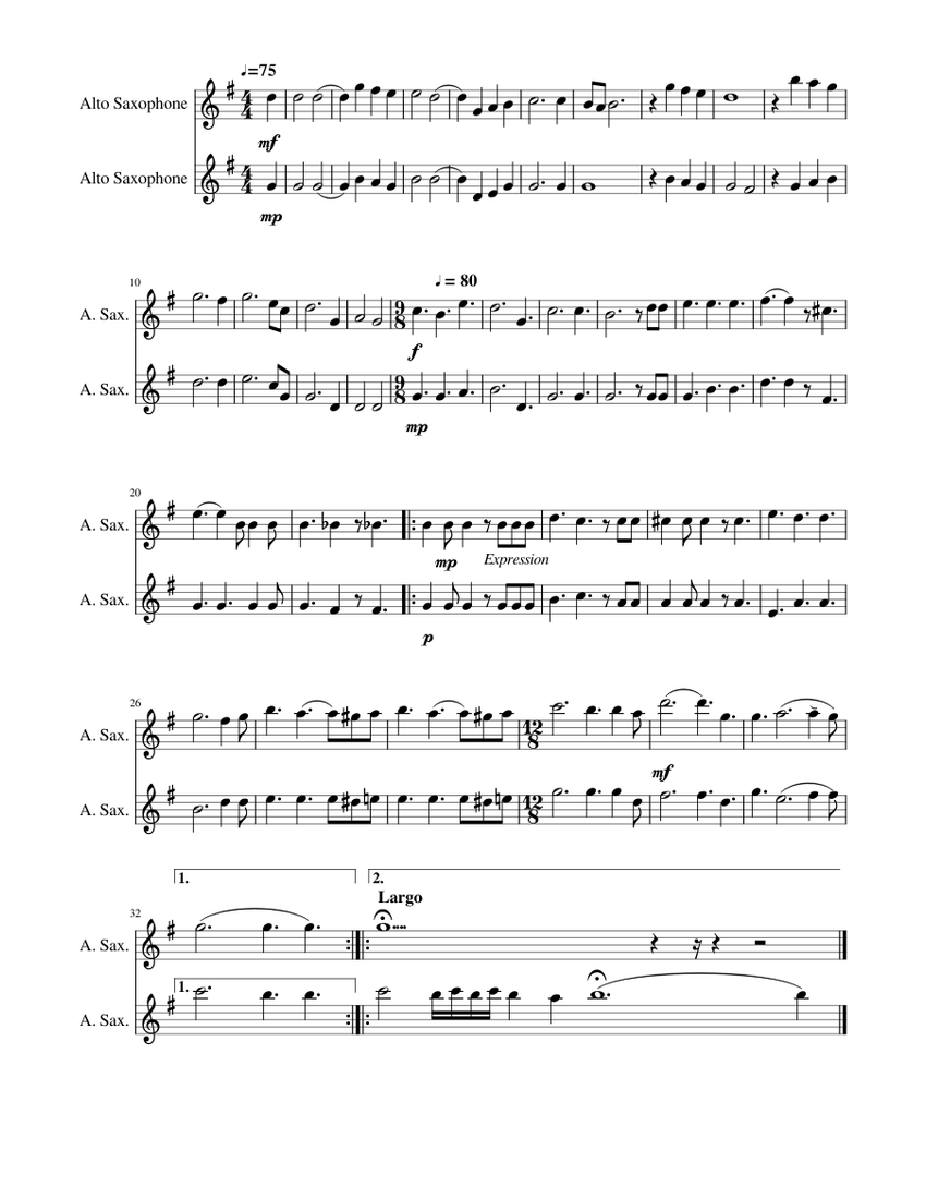Lord's Prayer Sheet Music for Saxophone alto (Woodwind Duet ...