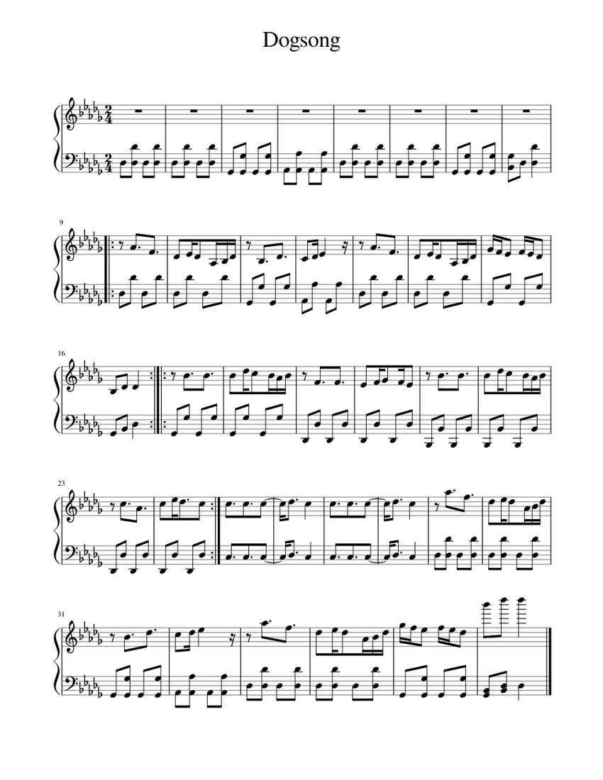 Dogsong Sheet music for Piano (Solo) | Musescore.com