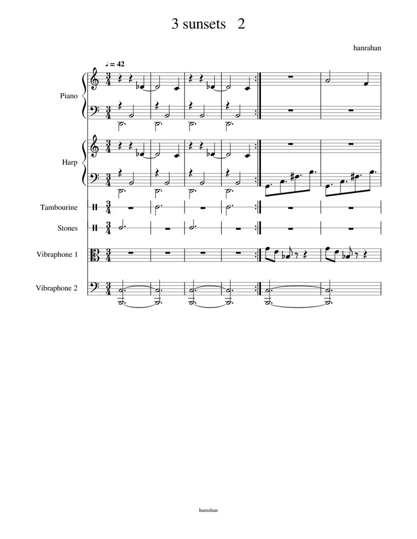 3_sunsets_2 Sheet music for Piano, Tambourine, Vibraphone, Harp & more ...