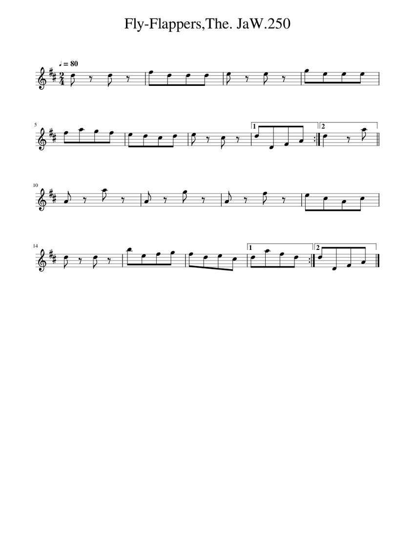 Fly-Flappers,The. JaW.250 Sheet music for Piano (Solo) | Musescore.com