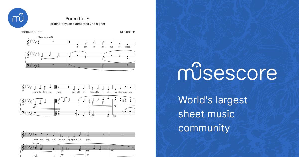 Poem for F. - NED ROREM Sheet Music for Piano, Synthesizer (Mixed Duet ...