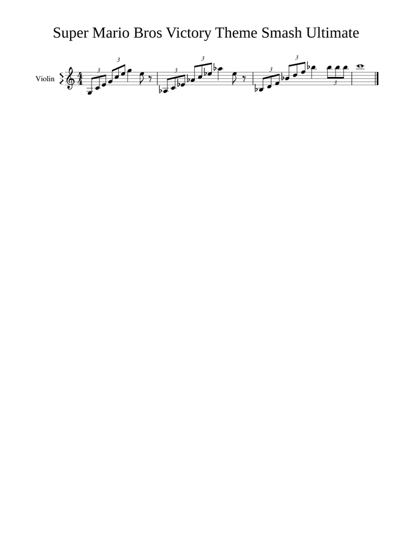 Super Mario Bros Victory Theme SSBU Sheet Music for Violin (Solo ...