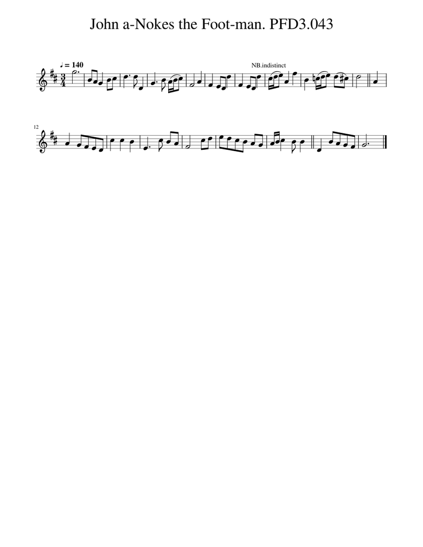 John a-Nokes the Foot-man. PFD3.043 Sheet music for Piano (Solo ...
