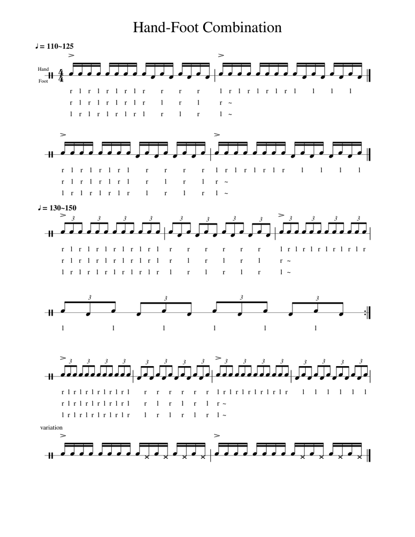 Hand-Foot Combination Sheet music for Drum group (Solo) | Musescore.com